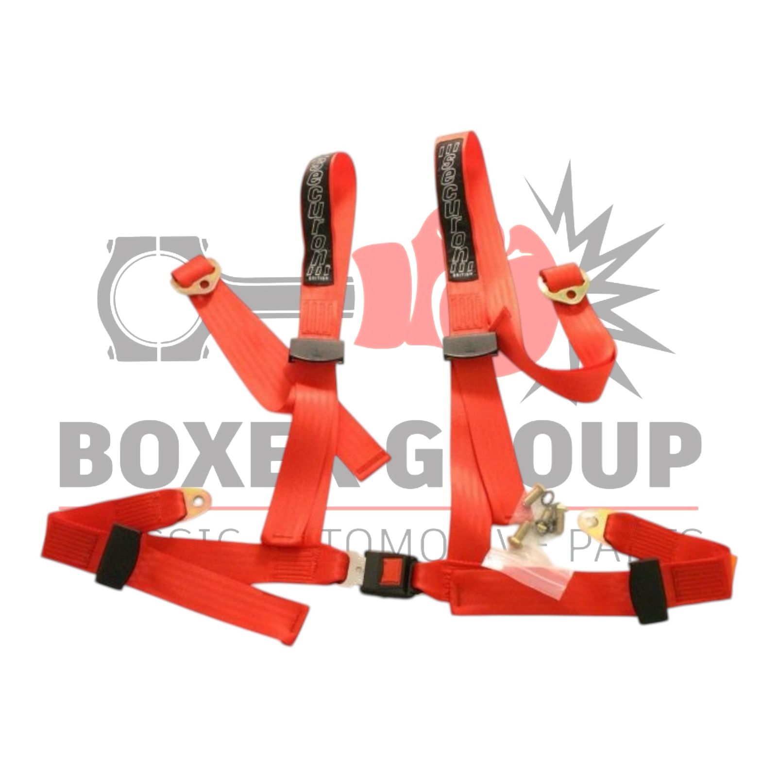 4 Point Harness Seat Belt - Red - Boxer Group